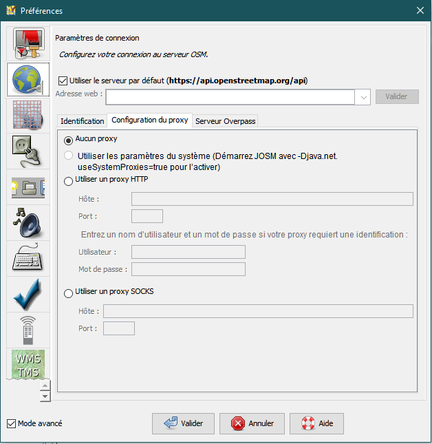 Fr:Help/Preferences/Connection – JOSM